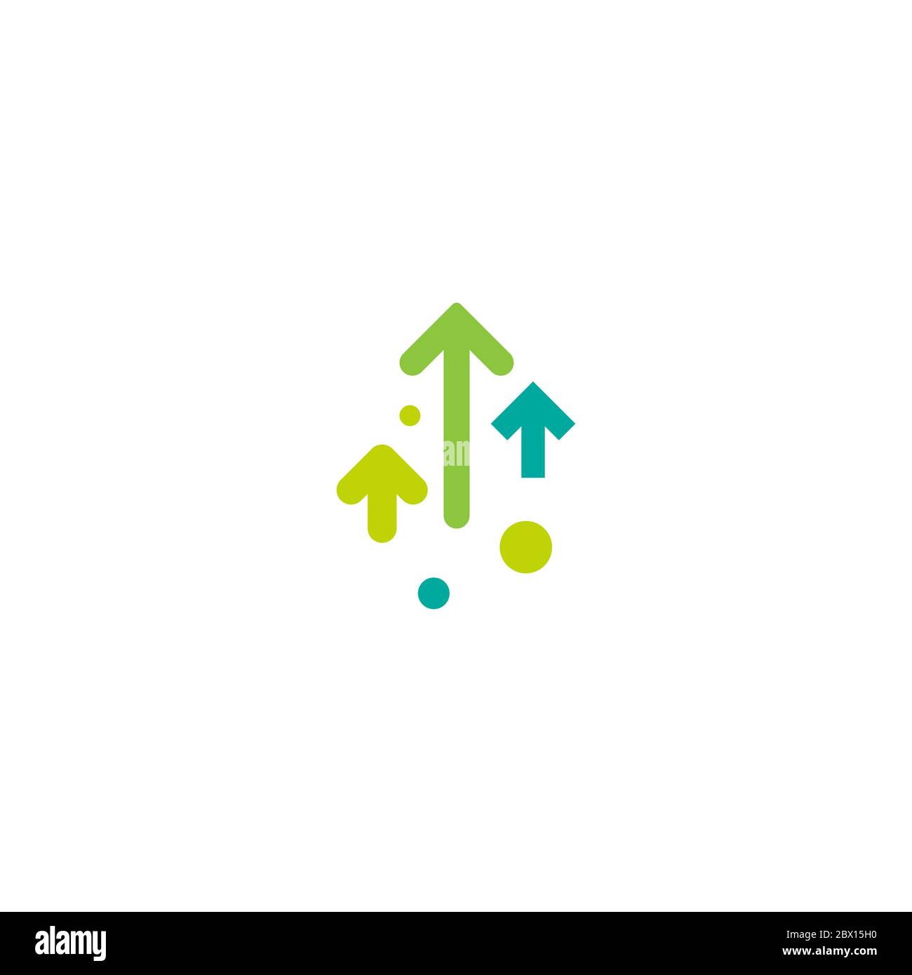 three green arrows up with dots on white background. Launch, upgraid ...