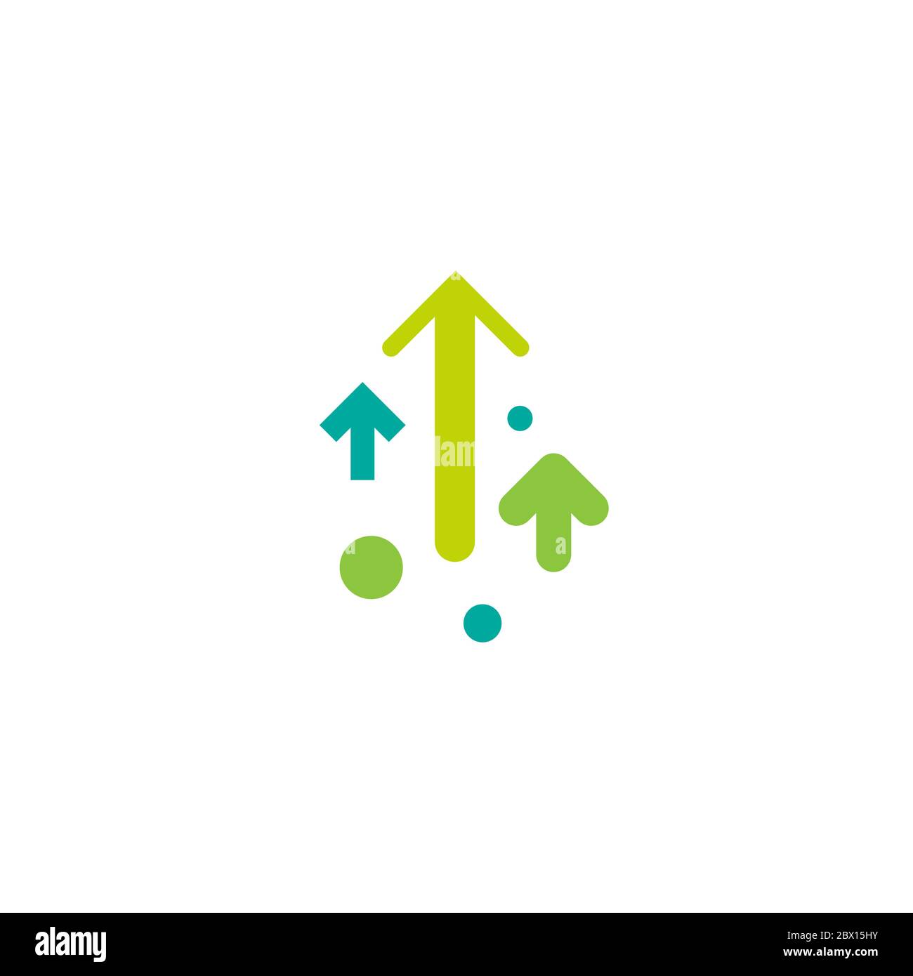 three green arrows up with dots on white background. Launch, upgraid ...