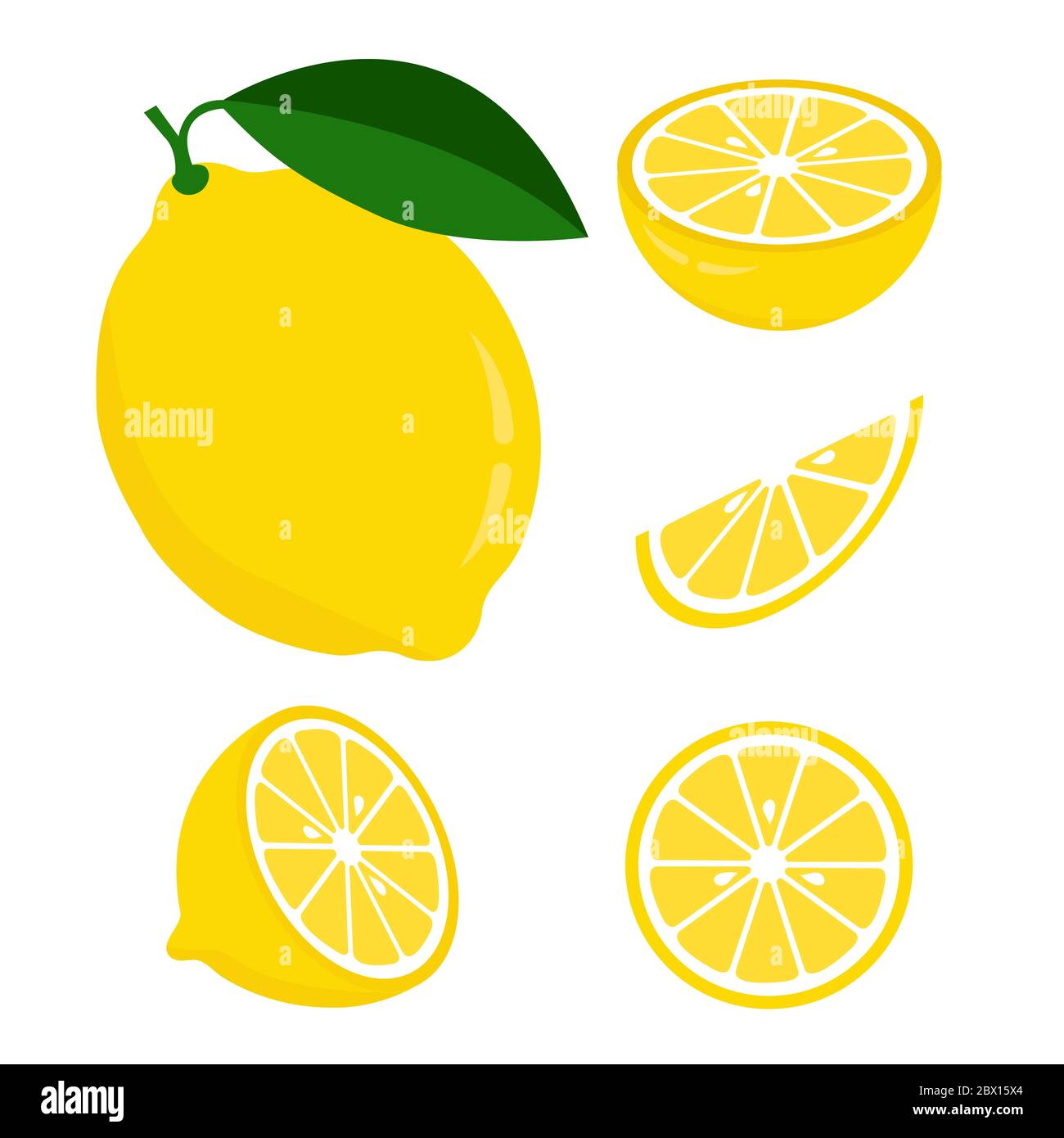 Fresh lemon fruits, collection of vector illustrations Stock Vector ...