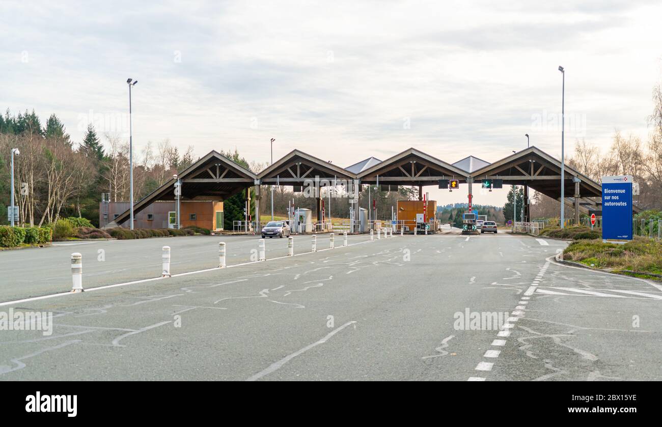 Highway A89, Uzerche France 2nd January 2020 - Cars entering and ...