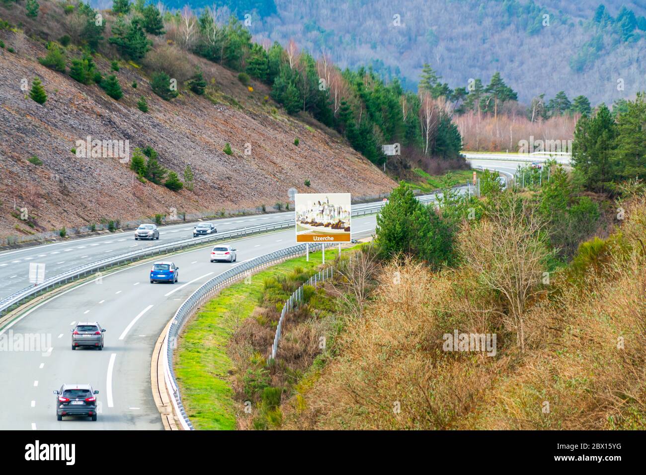 Highway A89, Uzerche France 2nd January 2020 - Cars on the higway from ...