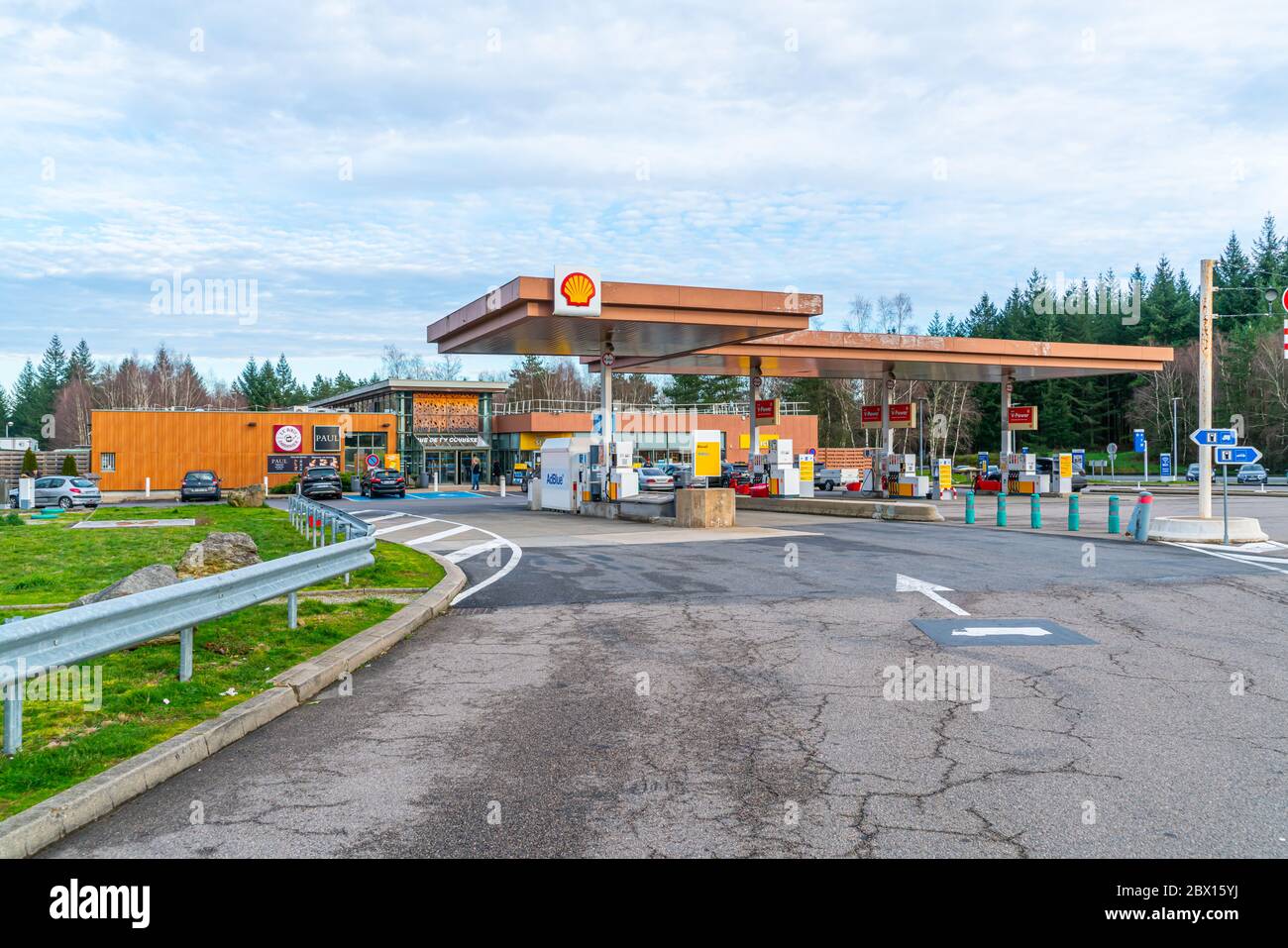 Highway A89, France 2nd January 2020 - commuter getting gas at the ...