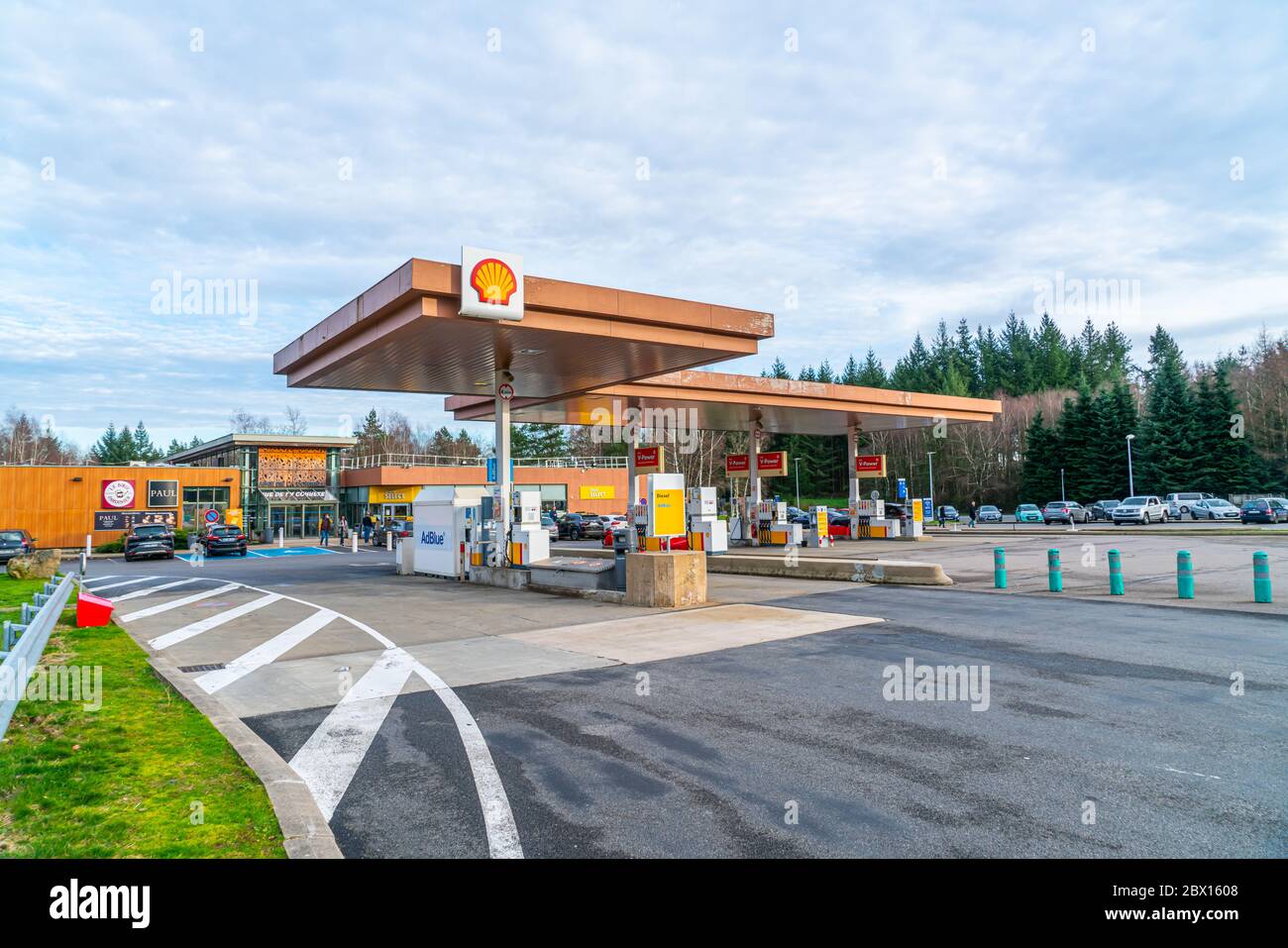 Highway A89, France 2nd January 2020 - commuter getting gas at the ...