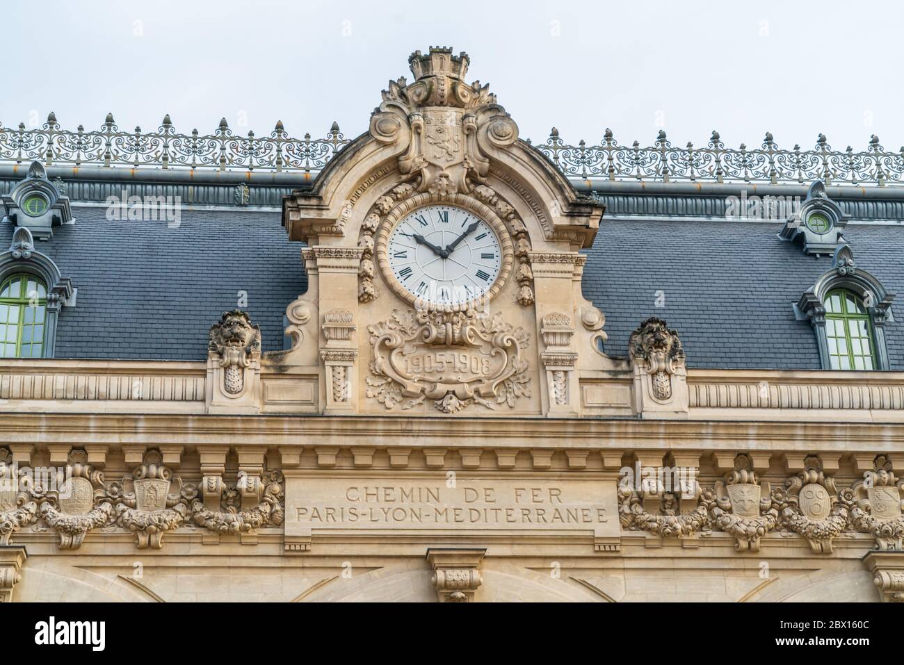 Lyon, France 3rd January 2020 - THe clock of the Gare des Brotteaux ...