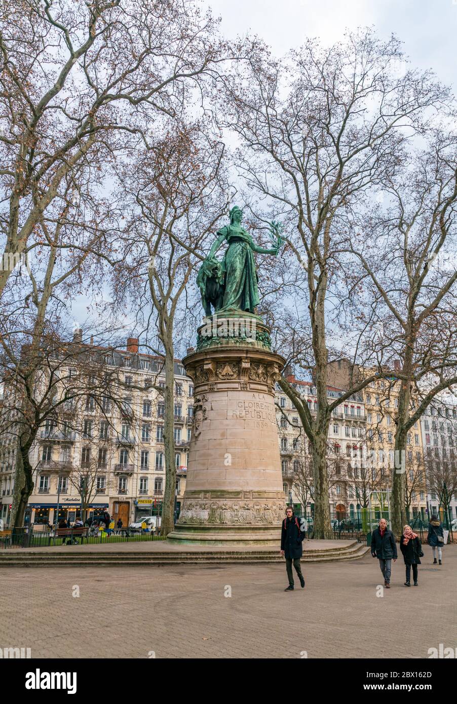 Lyon, France 3rd January 2020 - Statue of the Republic (Statue de la ...