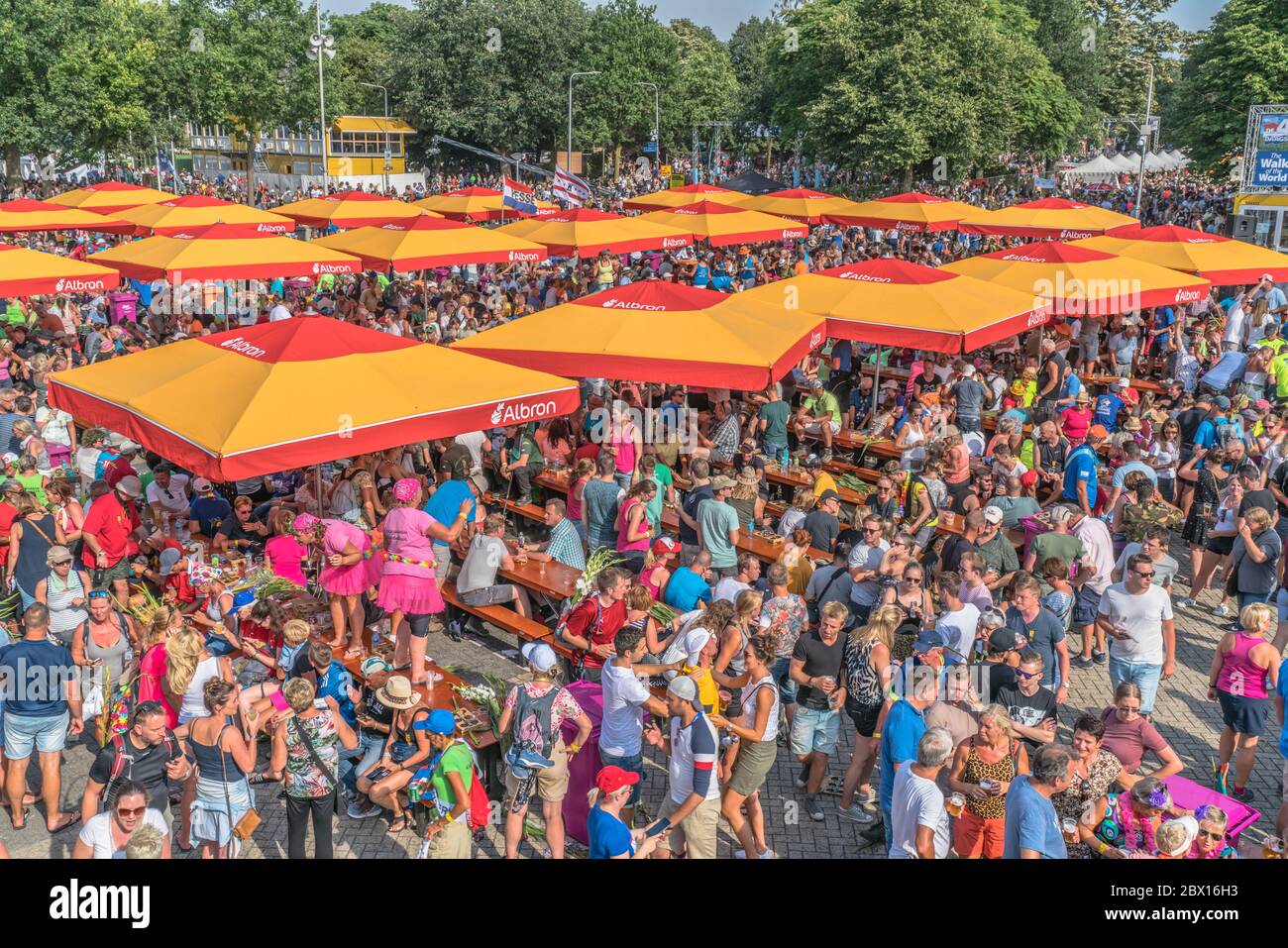 Nijmegen, The Netherlands 19th July 2018 - Busy crowd on the Wedren on ...