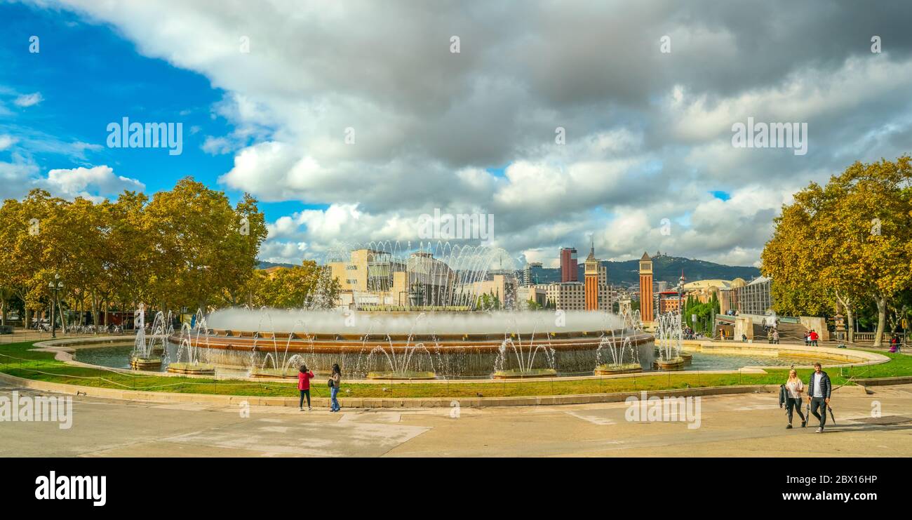 Barcelona, Spain, October 28th 2018 - Font Magica in front of the Museu ...