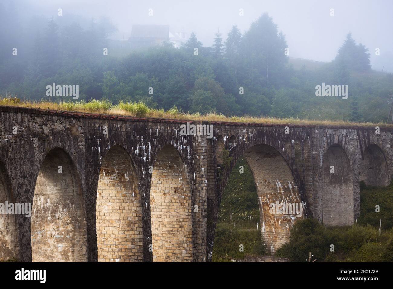 old arch bridge in Vorokhta village, Carpathian Mountains - Ukraine ...