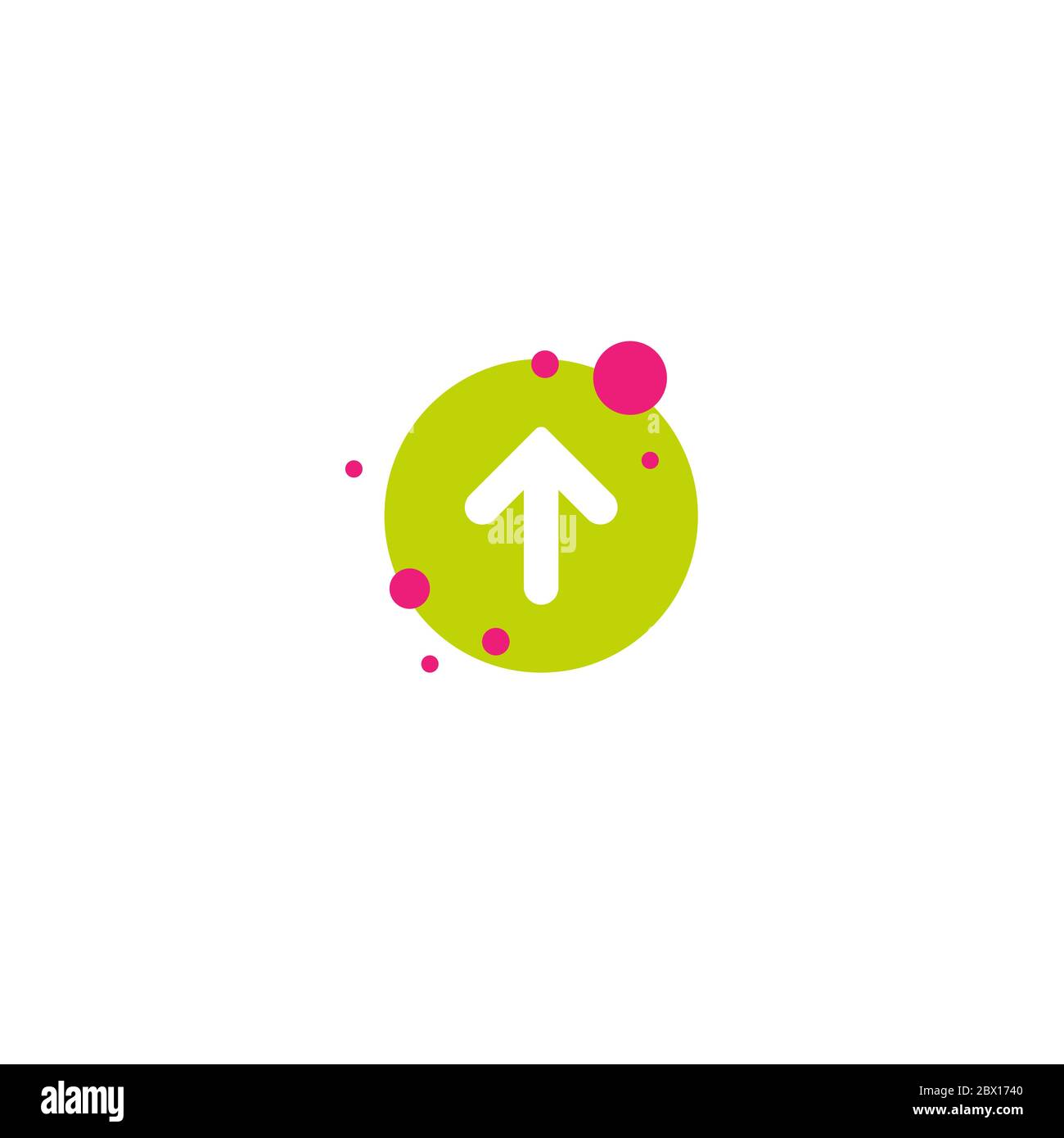 white arrow up with in green circle with bubbles icon. Isolated on ...