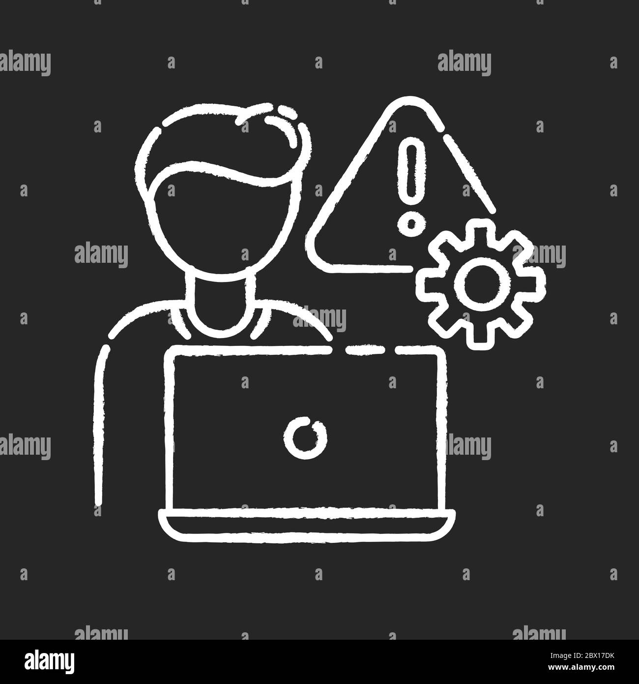 Crisis management chalk white icon on black background. Danger control ...