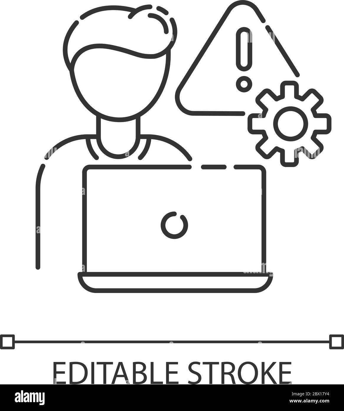 Crisis management pixel perfect linear icon. Danger control. Evaluate ...