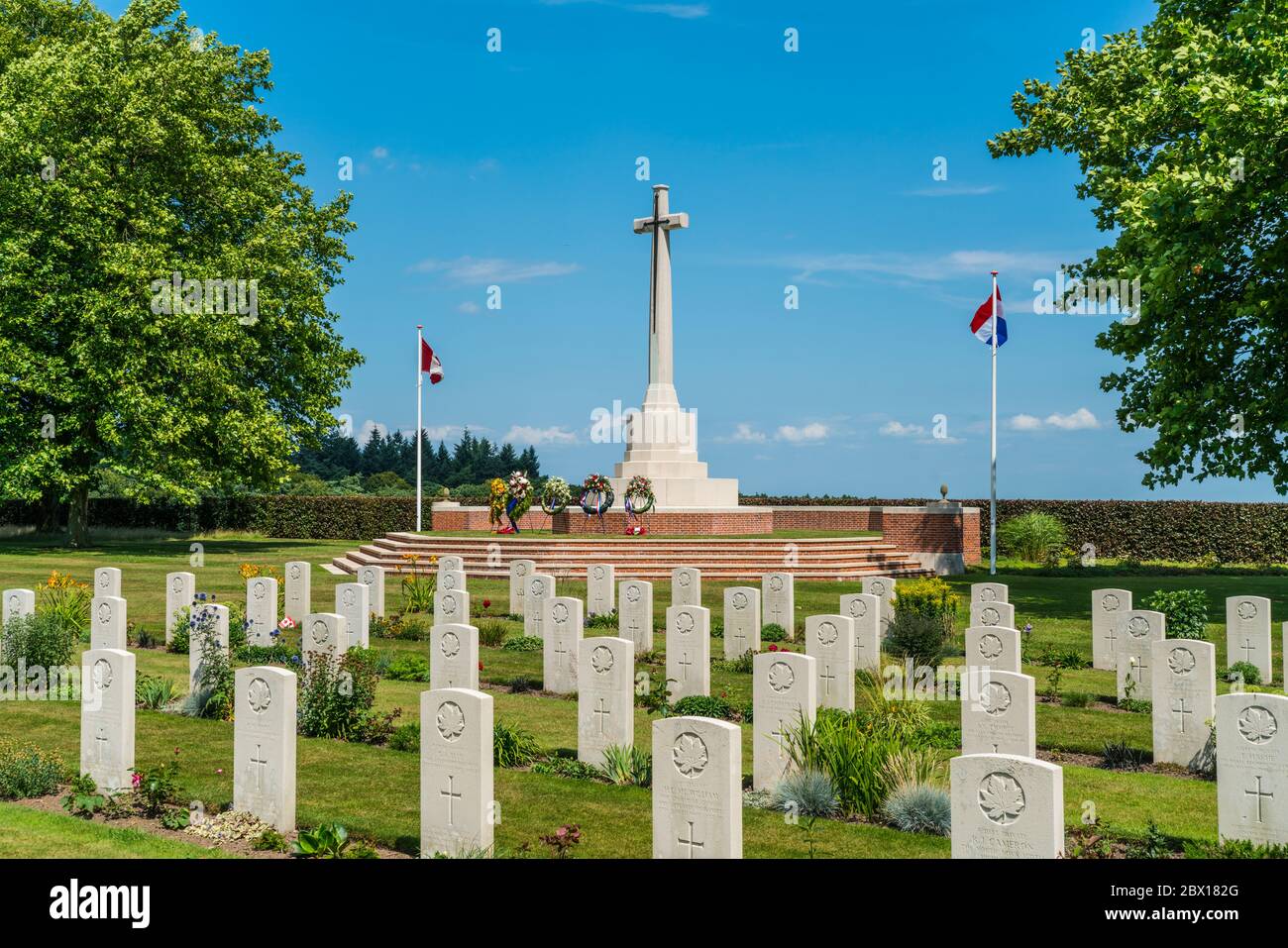 Groesbeek, The Netherlands 22 July 2017: Graves and the monument at the ...