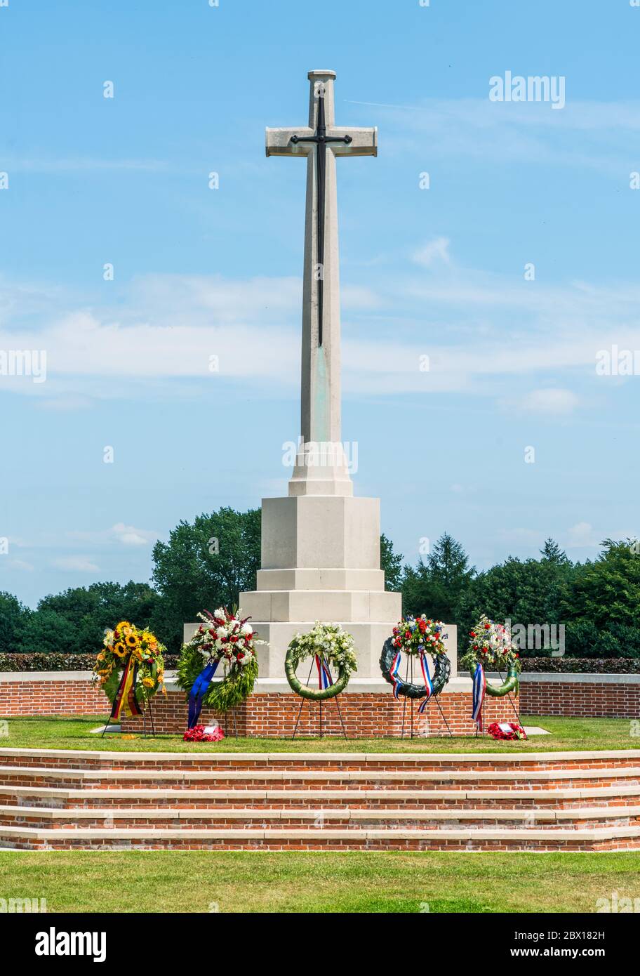Groesbeek, The Netherlands 22 July 2017: Graves and the monument at the ...