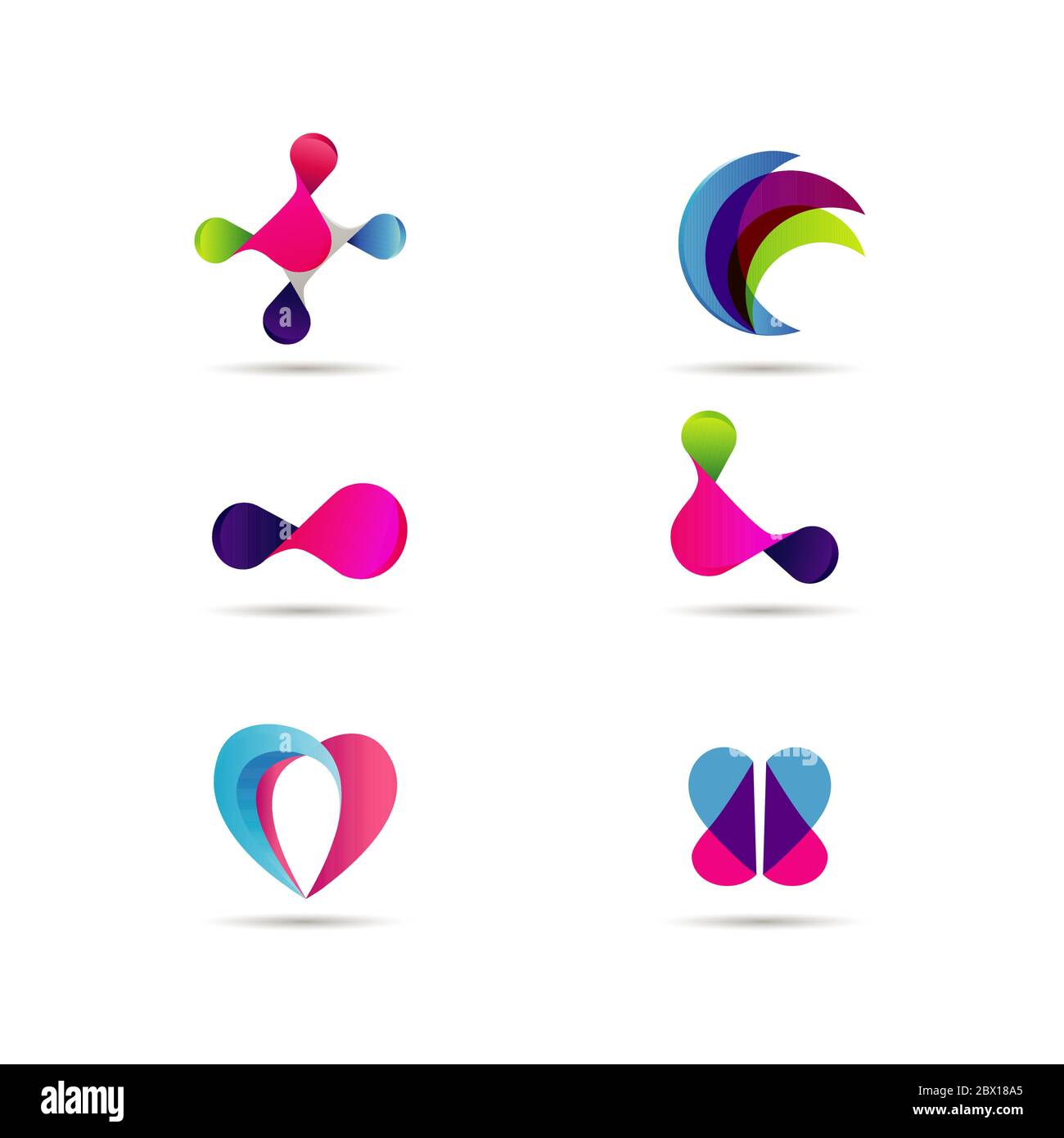 Colorful Creative Digital Dynamic Logo Design Set Stock Vector Image ...
