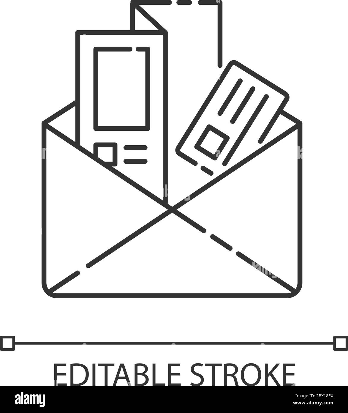 Newsletters and brochures pixel perfect linear icon. Document pages in ...