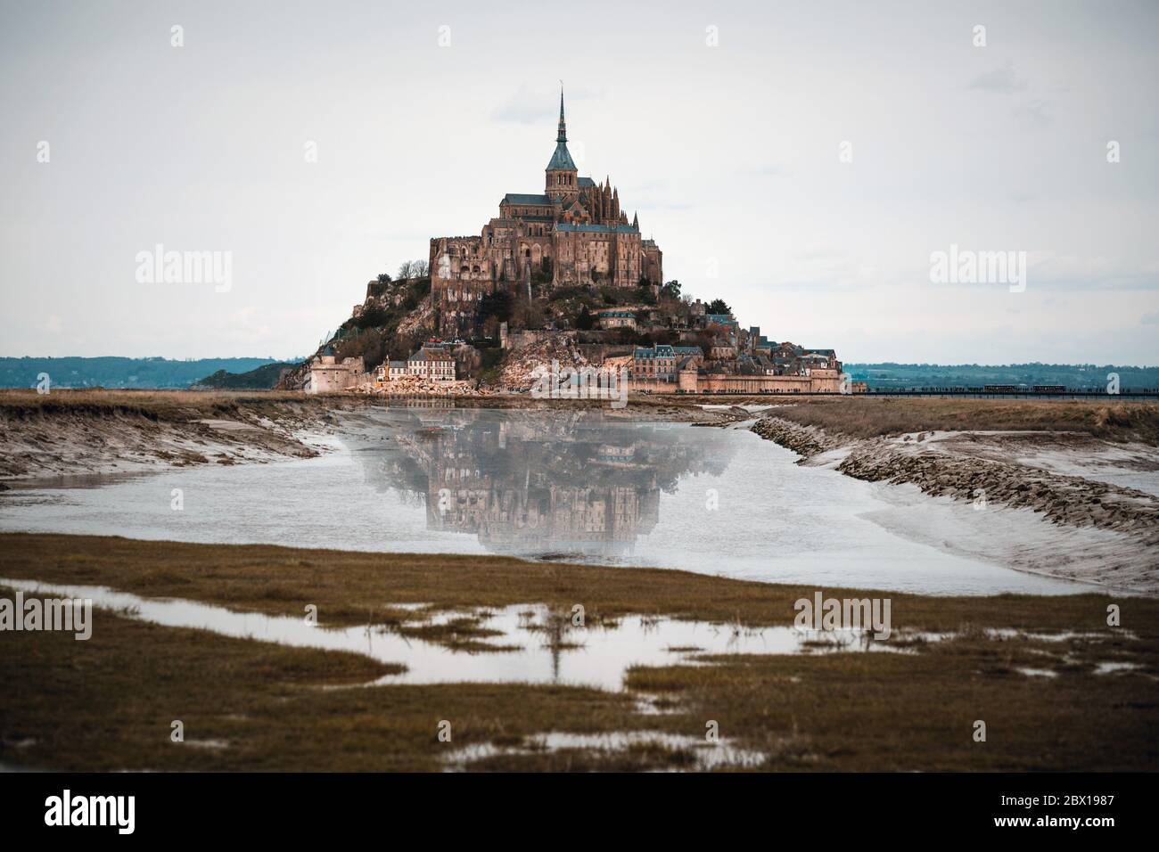 beautiful famous castle Mont-Saint-Michel, Normandy, France Stock Photo ...