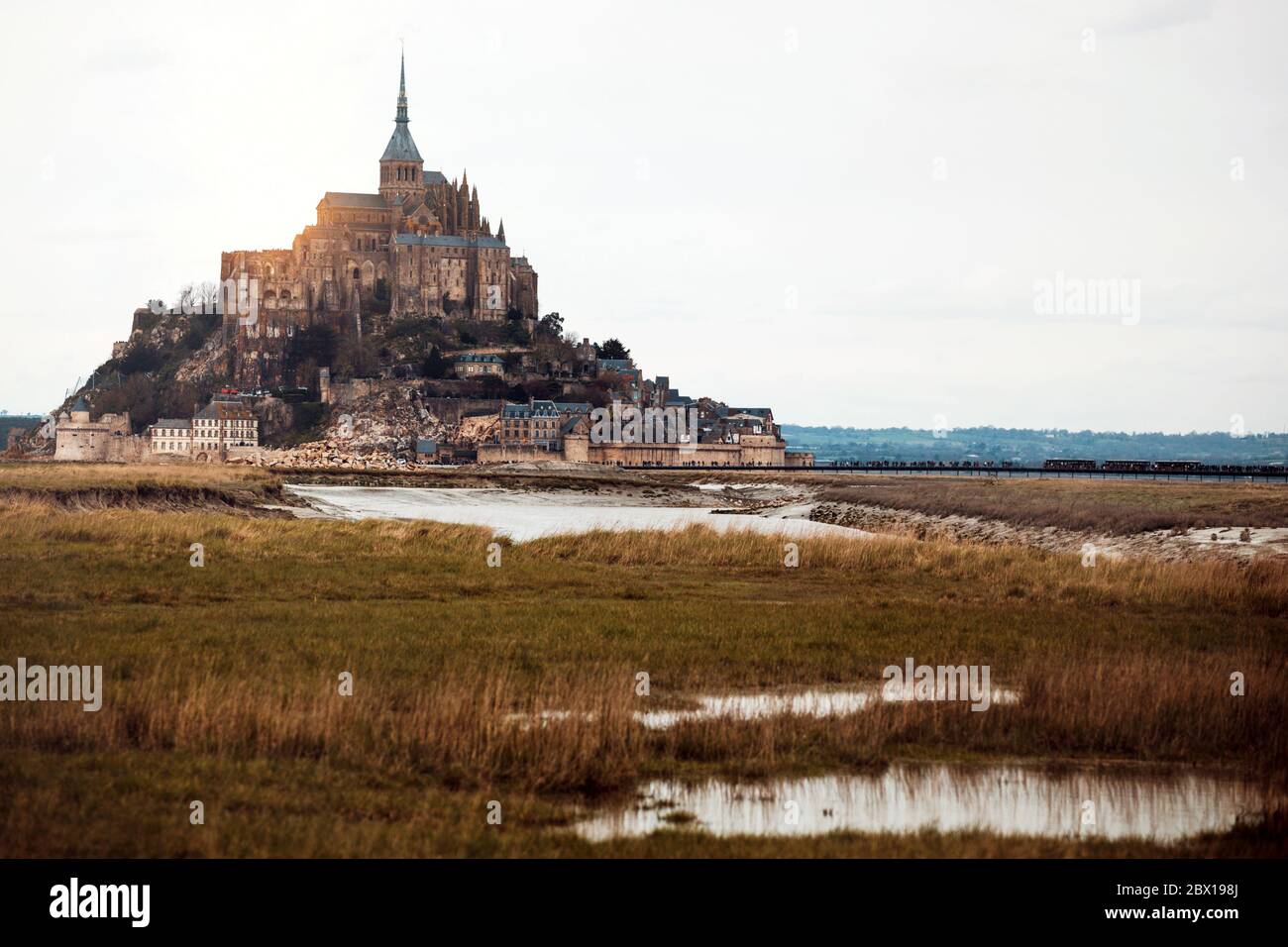 beautiful famous castle Mont-Saint-Michel, Normandy, France Stock Photo ...