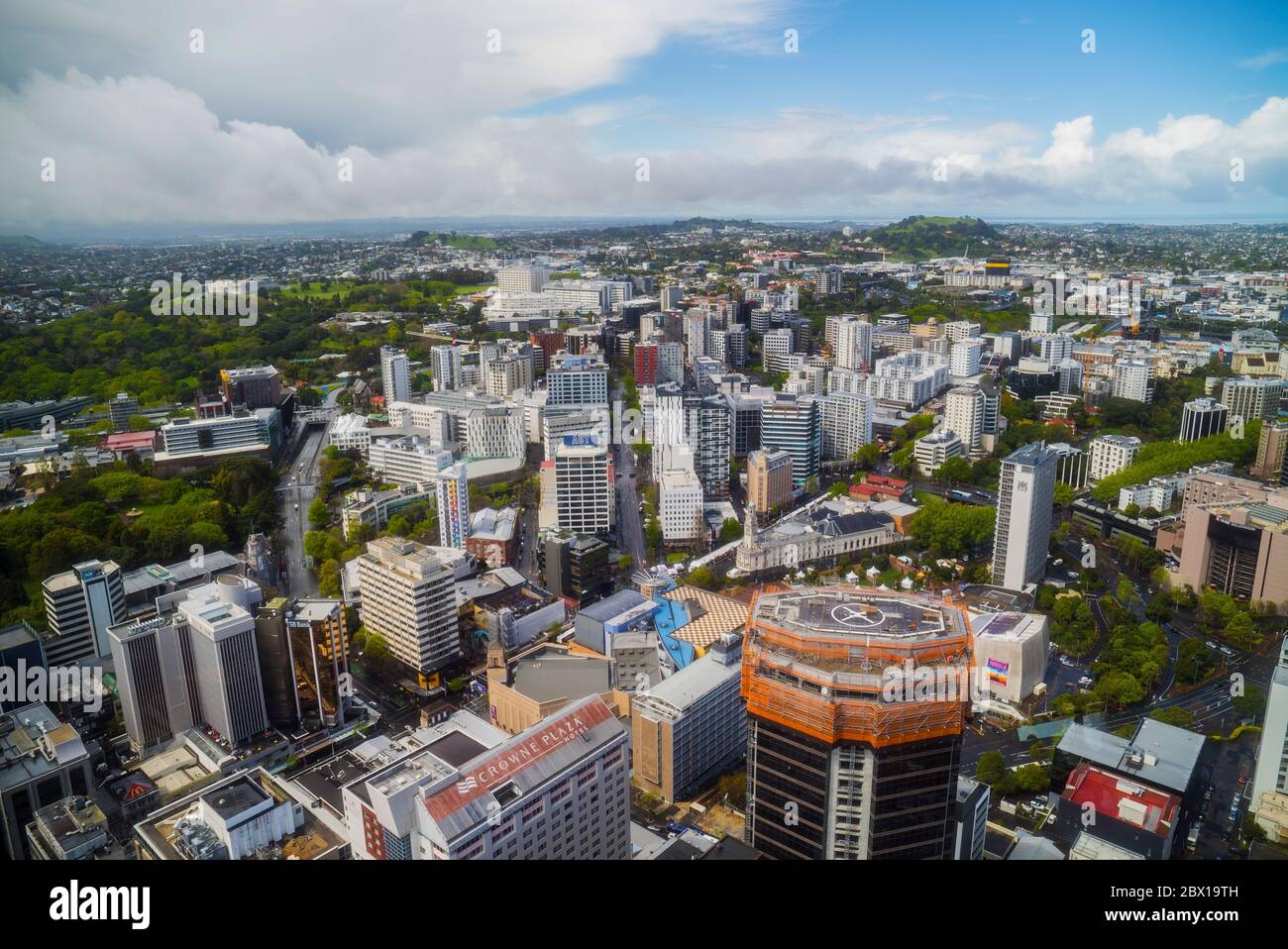 View over AUckland from the Sky Tower look out point on a sunny day in ...