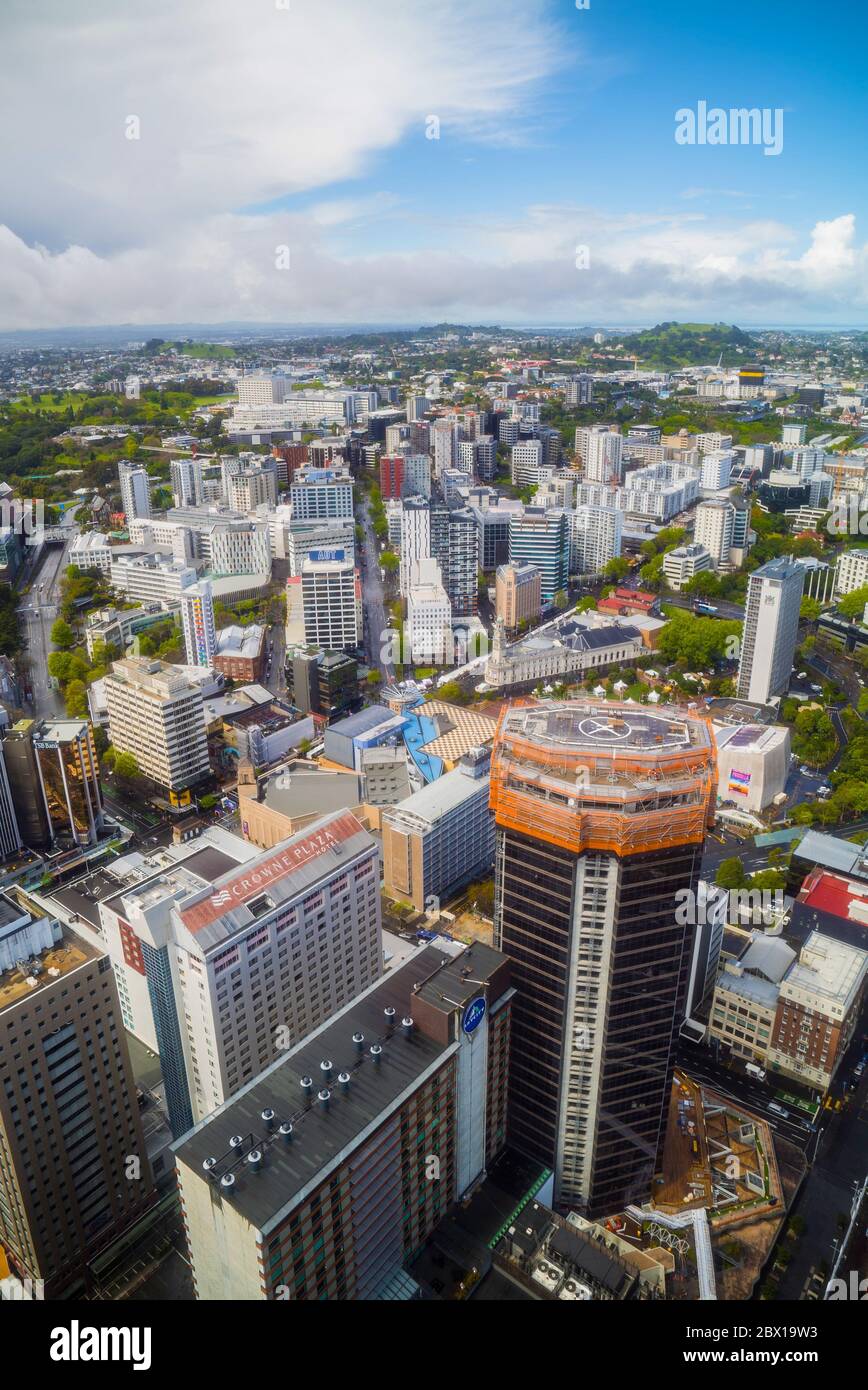 View over AUckland from the Sky Tower look out point on a sunny day in ...