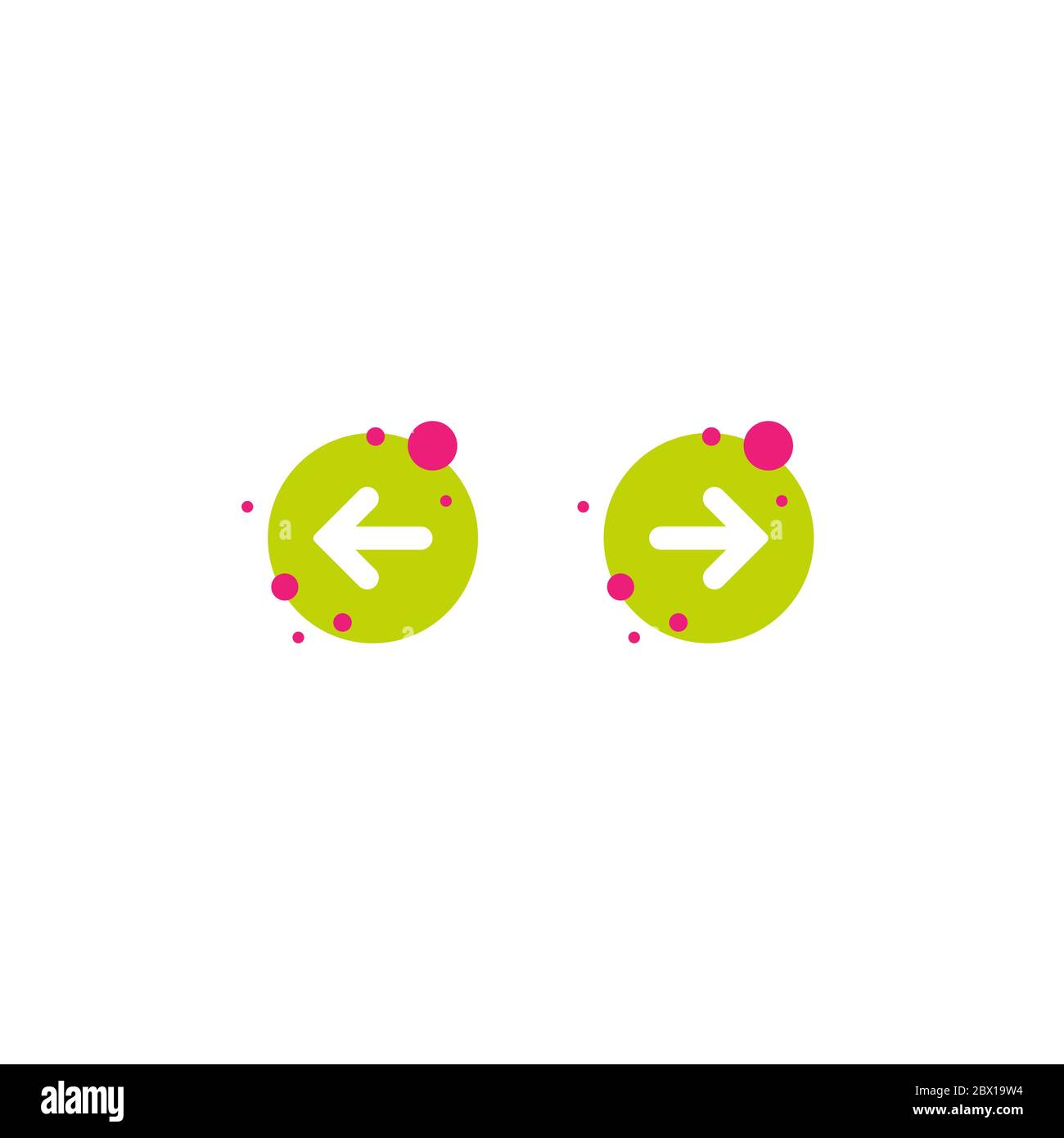 Set of arrows. left and right rounded arrows in green circle icons ...