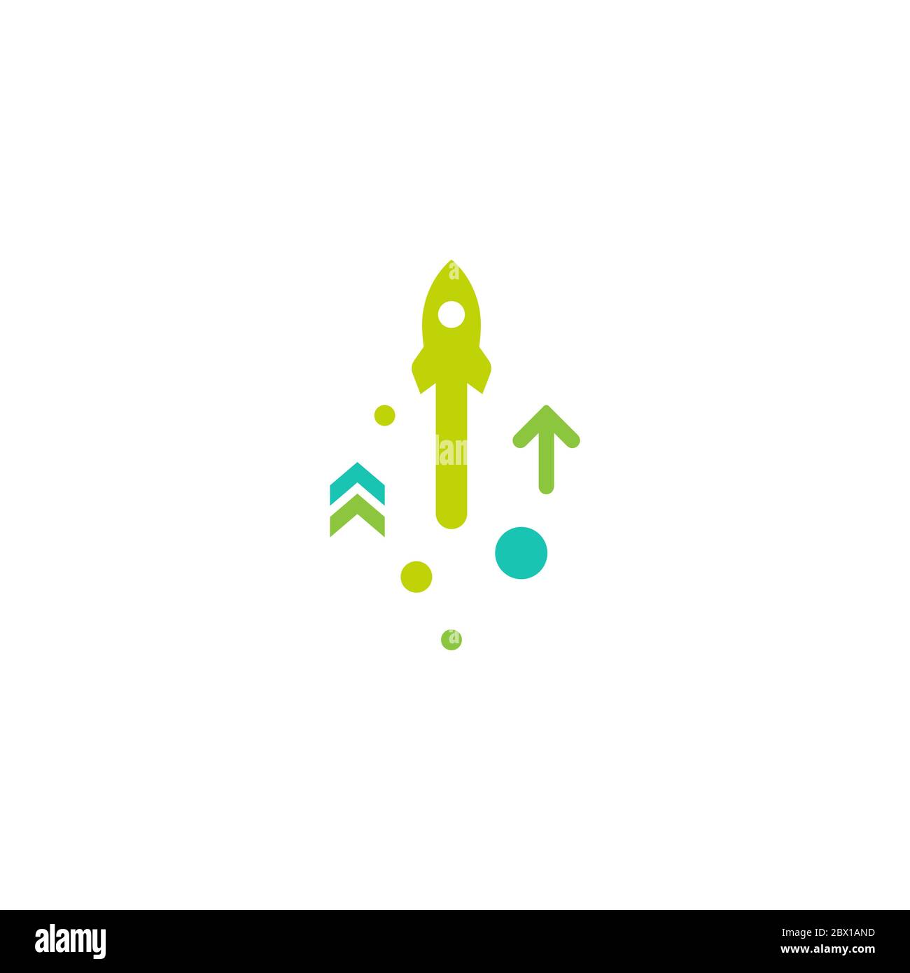 three green arrows up with dots on white background. Launch, upgraid ...