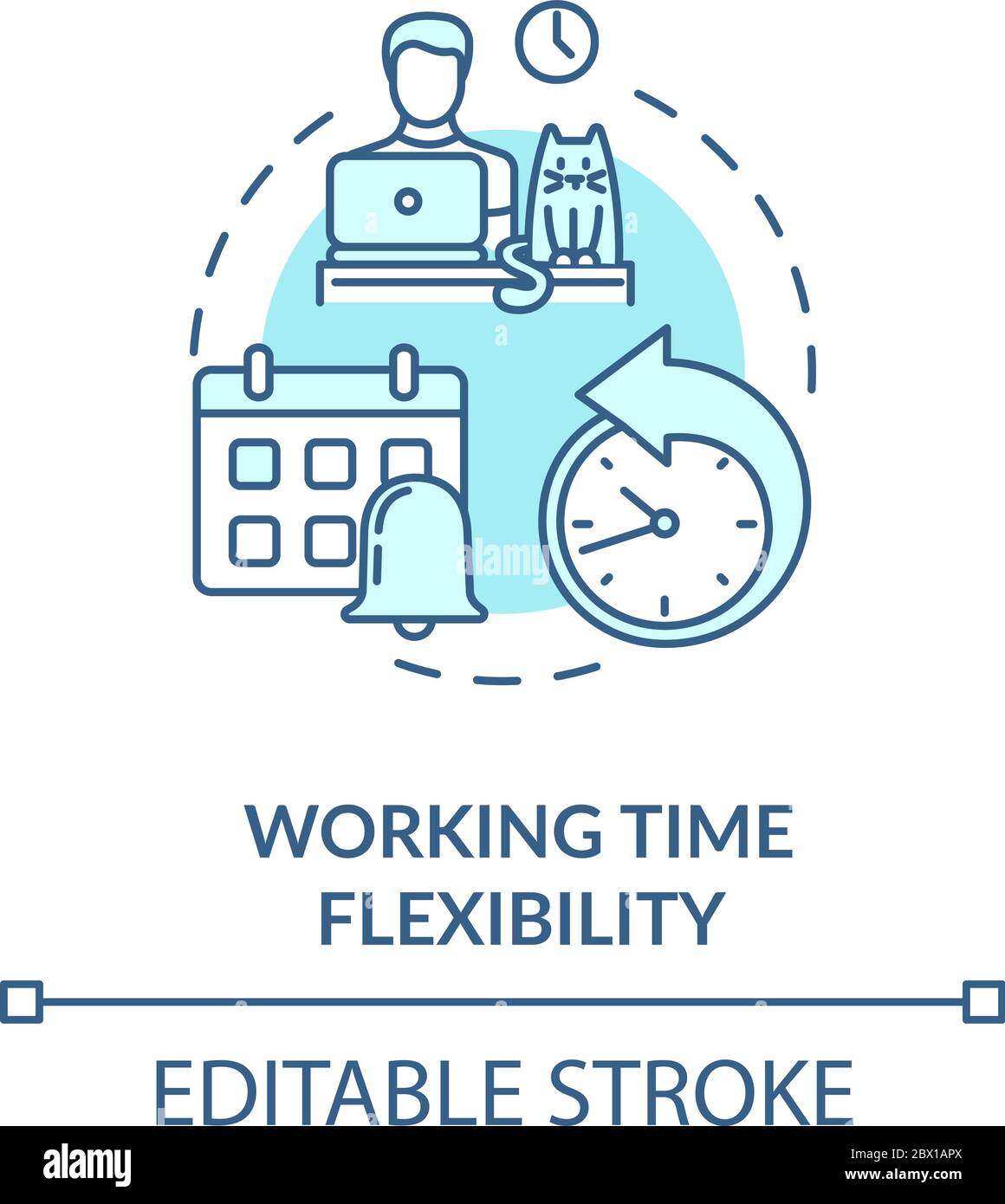 Working time flexibility turquoise concept icon. Freelancer benefit ...