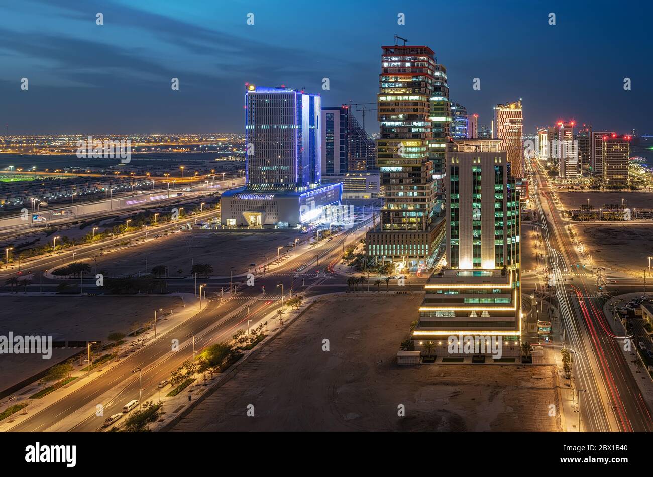 Beautiful city scape of Lusail city, night view of Lusail City Stock ...