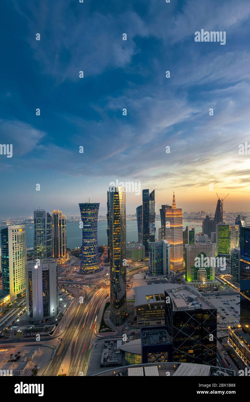 Aerial View of west bay area Doha City. Doha Buildings Stock Photo - Alamy