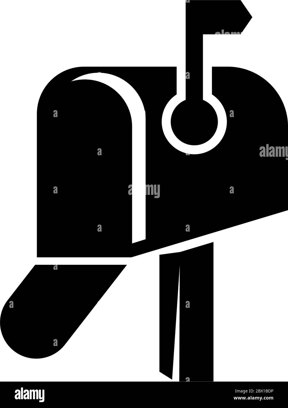 Retro Adress Postbox, Open Postal Mailbox. Flat Vector Icon ...