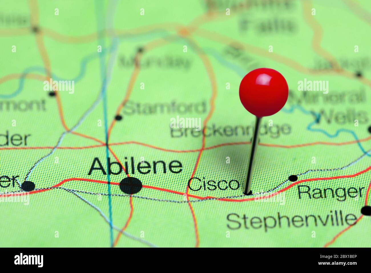 Cisco pinned on a map of Texas, USA Stock Photo - Alamy