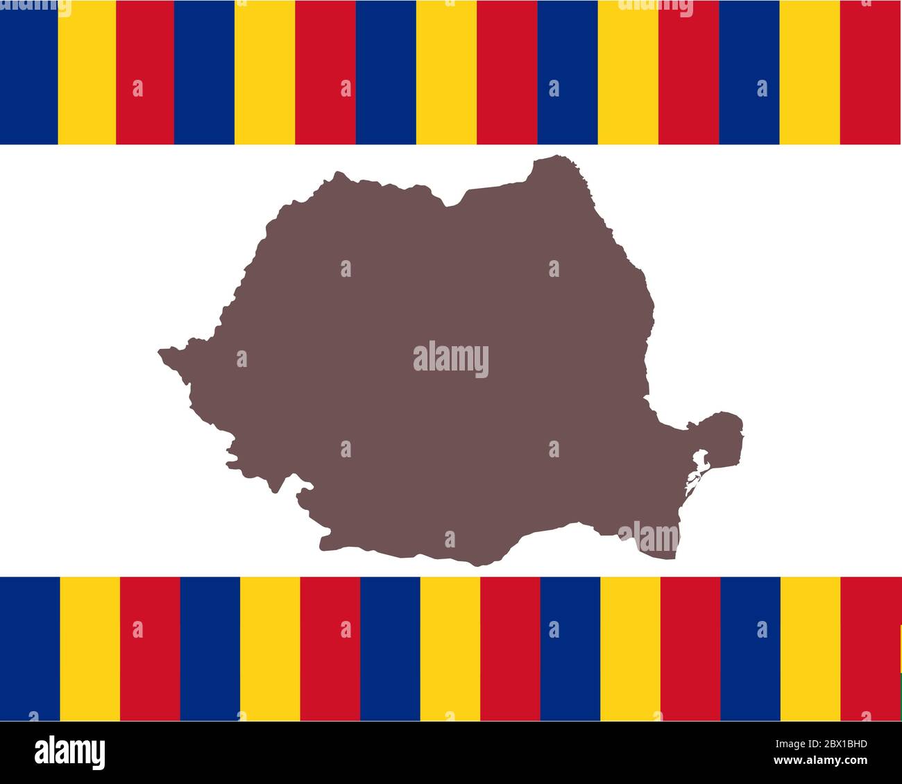 Map of Romania on background with flag Stock Photo - Alamy