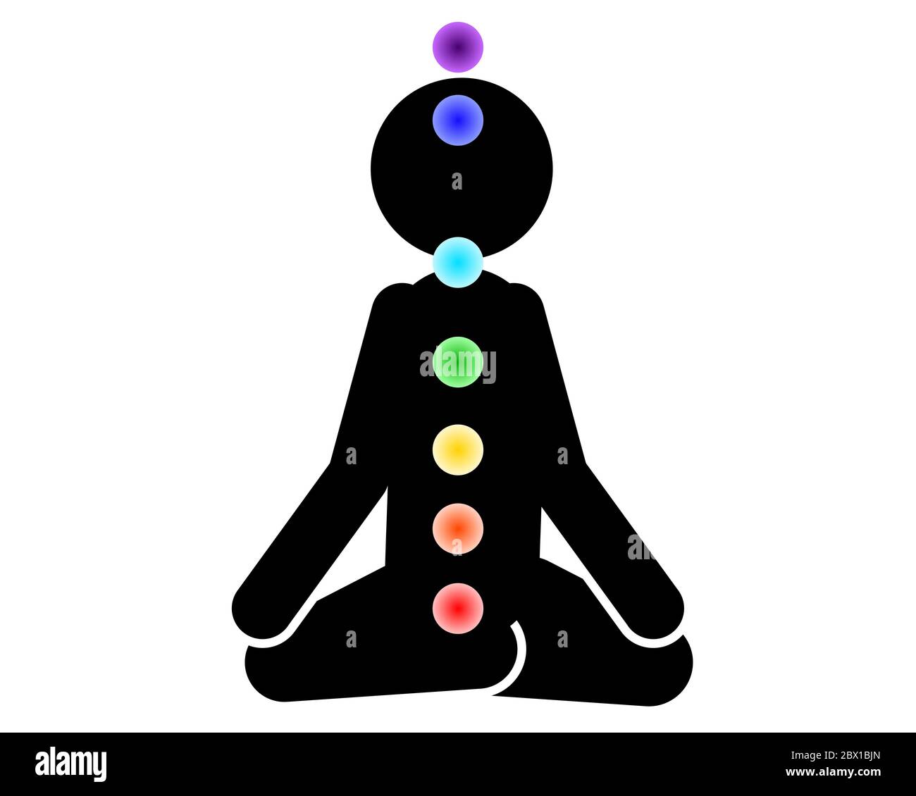 Pictogram meditate and the 7 chakras Stock Photo - Alamy