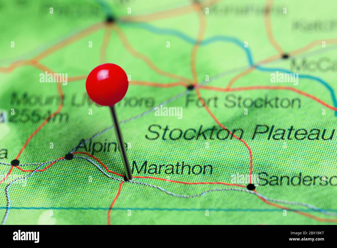 Marathon pinned on a map of Texas, USA Stock Photo - Alamy