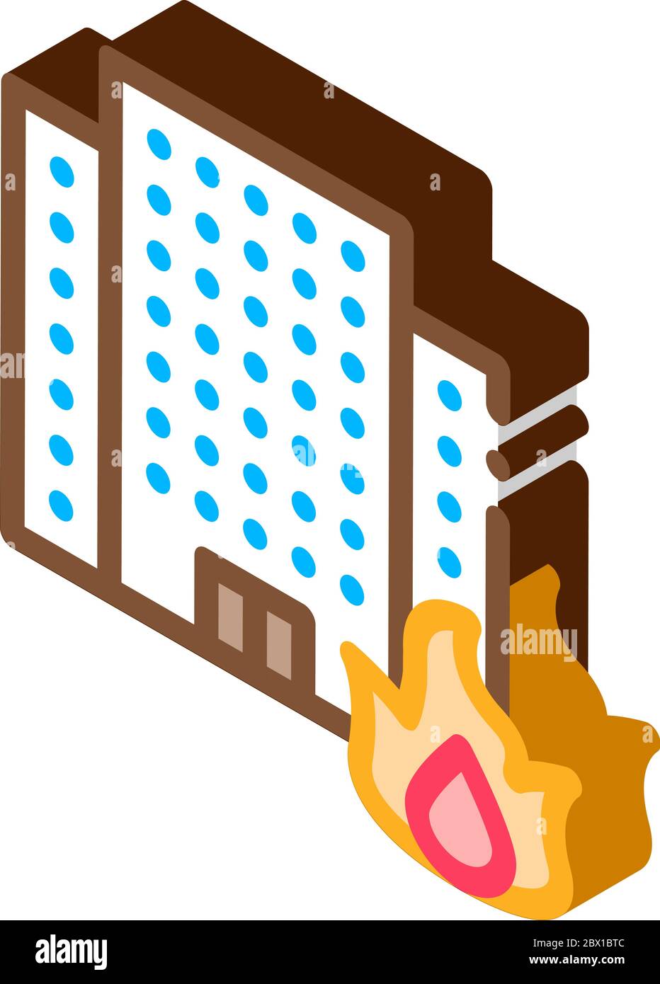 Burning Building House isometric icon vector illustration Stock Vector ...