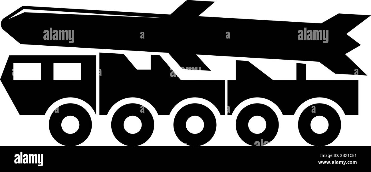 Ballistic Missile, Rocket Launcher Truck. Flat Vector Icon illustration ...