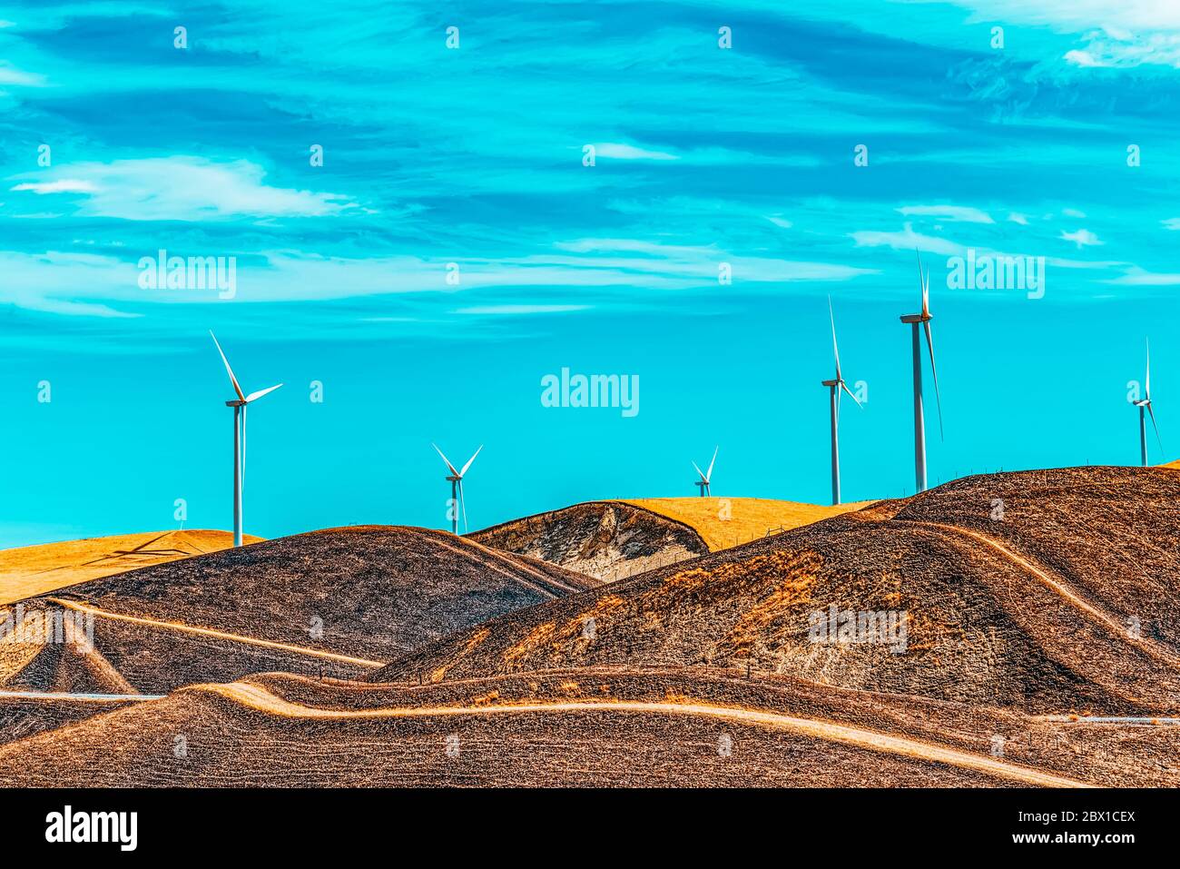 Wind generators in the endless fields of Arizona, USA Stock Photo - Alamy