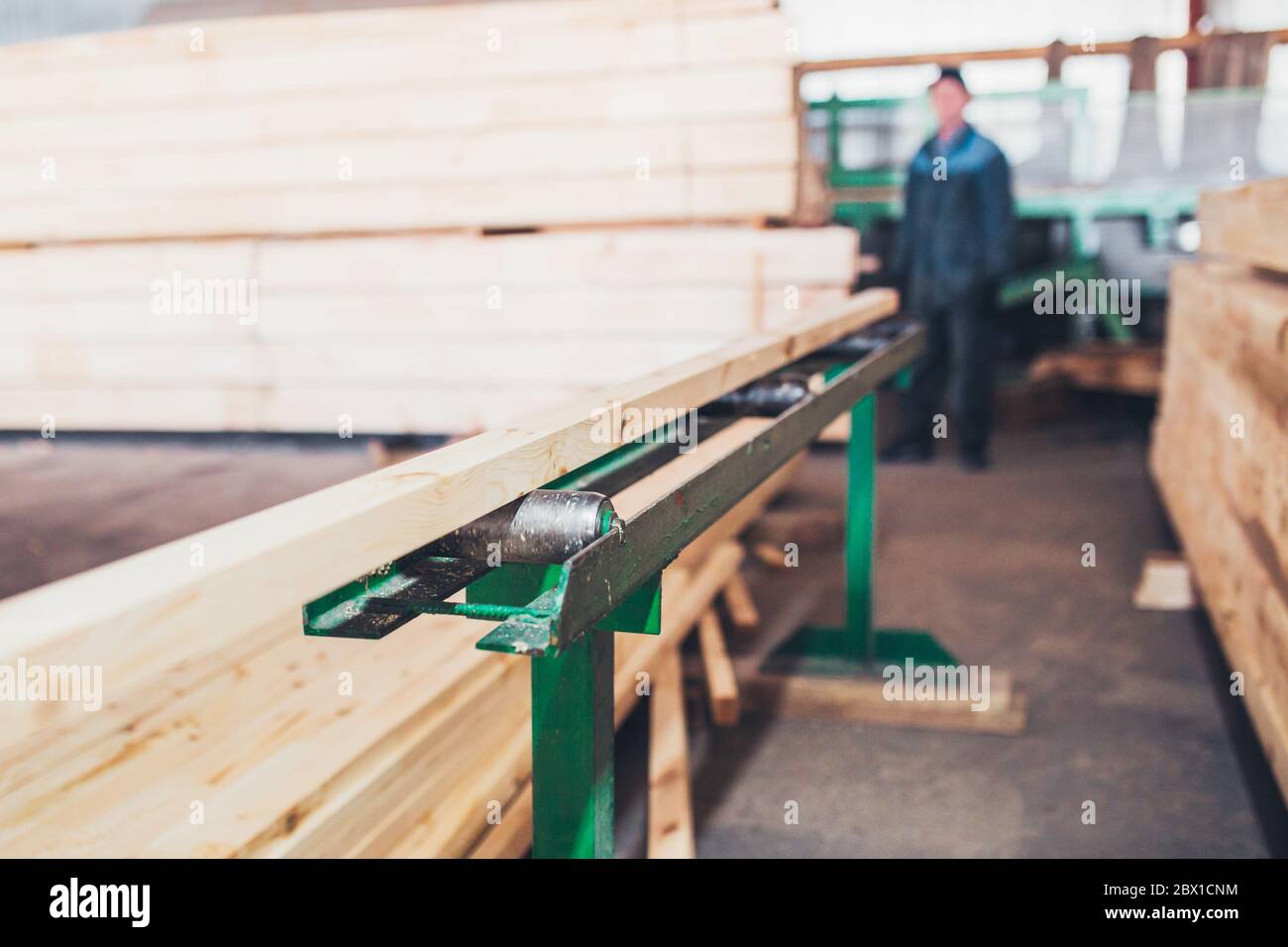 Production workshop for the production of timber for a wooden log house ...