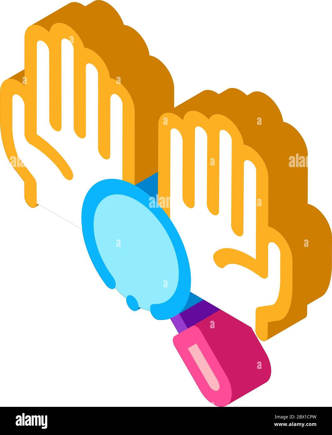 Hands And Magnifier isometric icon vector illustration Stock Vector ...