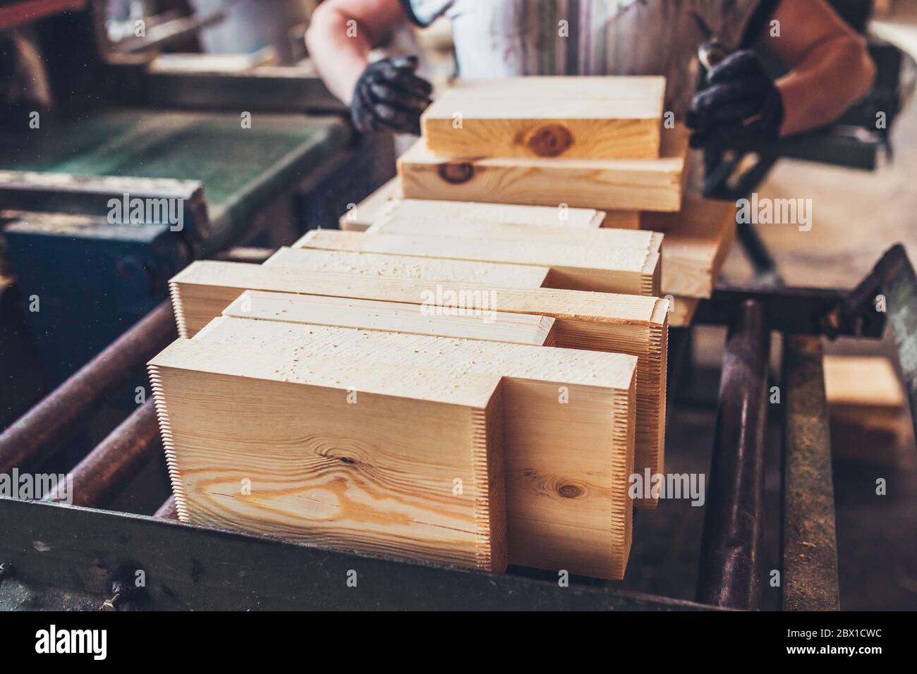 Woodworking factory - the production of building materials from timber ...