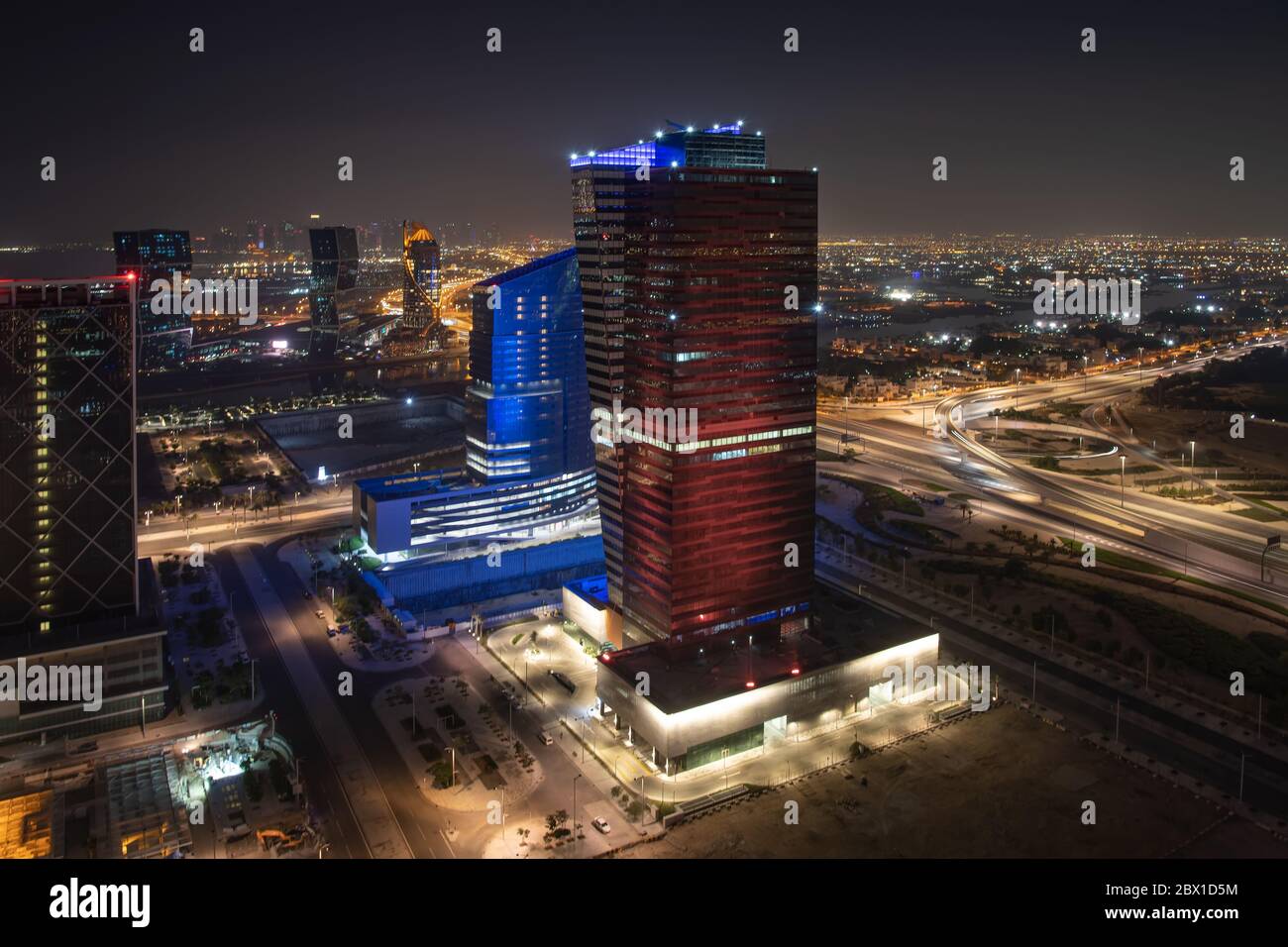 Beautiful city scape of Lusail city, night view of Lusail City Stock ...