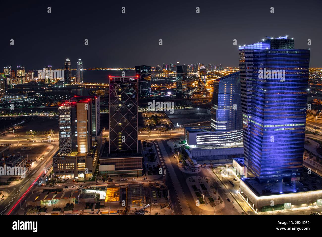 Beautiful city scape of Lusail city, night view of Lusail City Stock ...