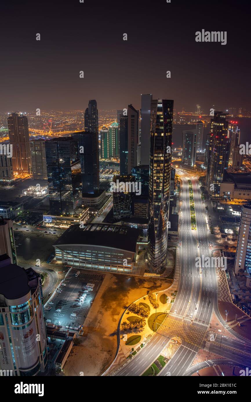 Beautiful Sky line view of West bay Financial Hub of Doha City Stock ...
