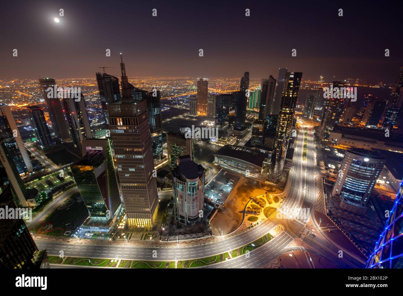 Beautiful Sky line view of West bay Financial Hub of Doha City Stock ...