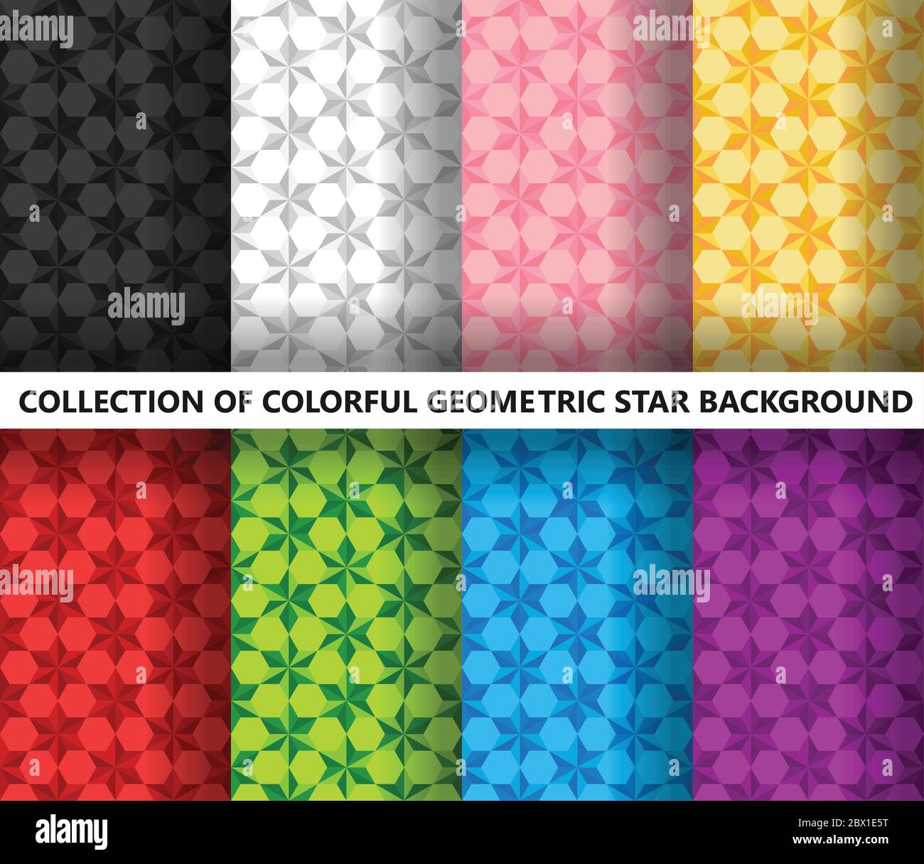 Collection of seamless pattern colorful stars geometric polygonal ...