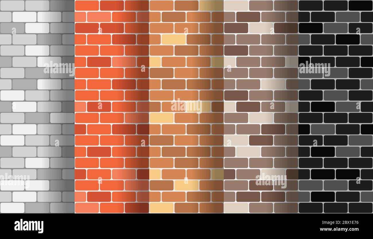 Collection of brick wall seamless pattern textures set - Vector ...