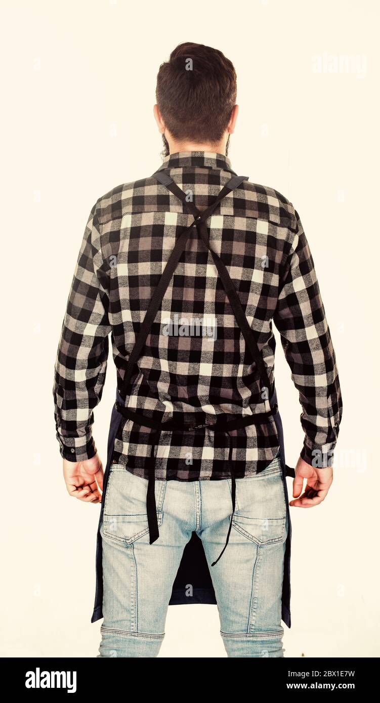 He is a skilled professional. Man standing back to camera. Man back ...