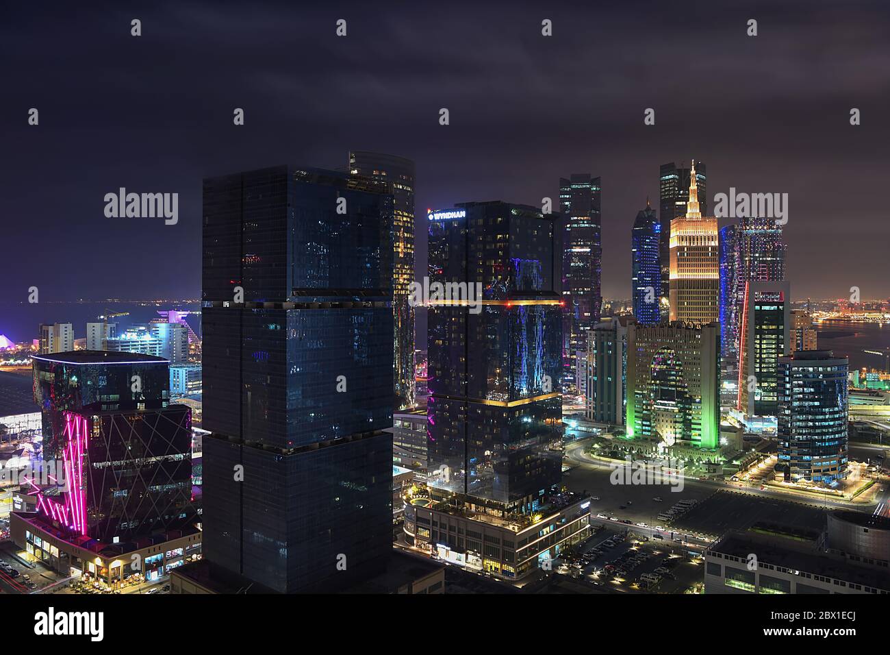 Beautiful Sky line view of West bay Financial Hub of Doha City Stock ...