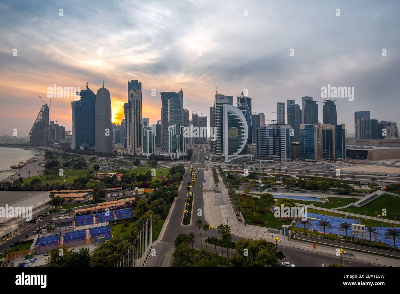 Beautiful Sky line view of West bay Financial Hub of Doha City Stock ...