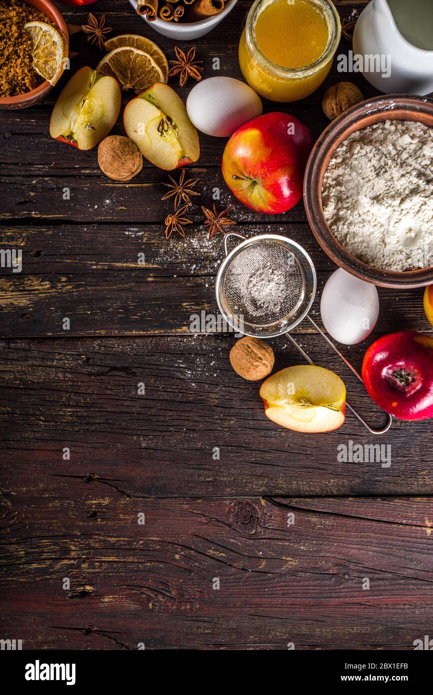 Autumn baking concept. Cooking baking background with ingredients ...