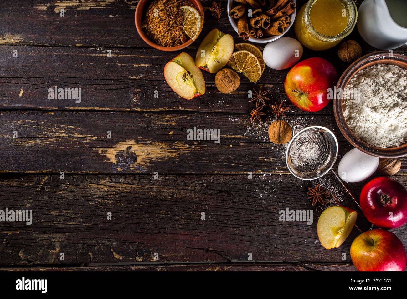 Autumn baking concept. Cooking baking background with ingredients ...